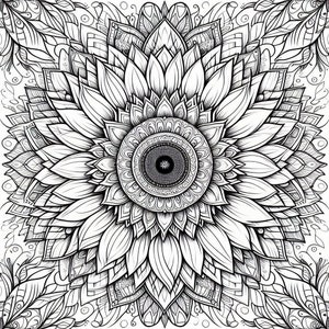 Golden Blooms: Sunflower Mandala Coloring Book,digital Download ...