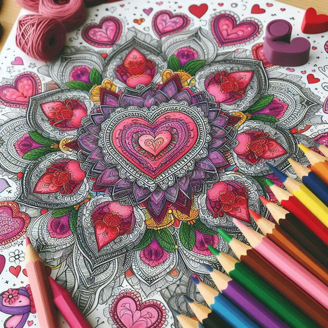 Love Mandalas: A Valentine's Day Coloring Book for Romantic Relaxation ...