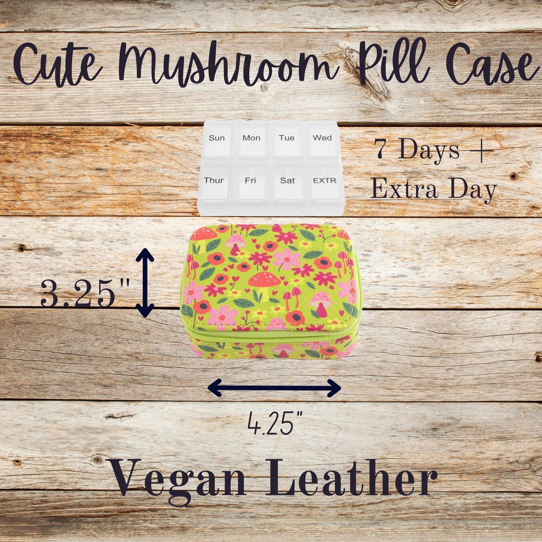 Cute Pill Box, Mushroom Design, Small Pill Box With Travel Case ...