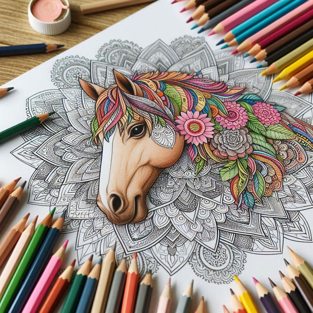 Horse Mandala Magic: A Coloring Book for Tranquility and Creativity ...