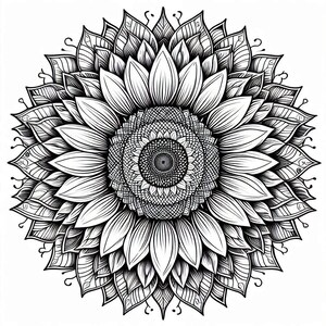 Golden Blooms: Sunflower Mandala Coloring Book,digital Download ...
