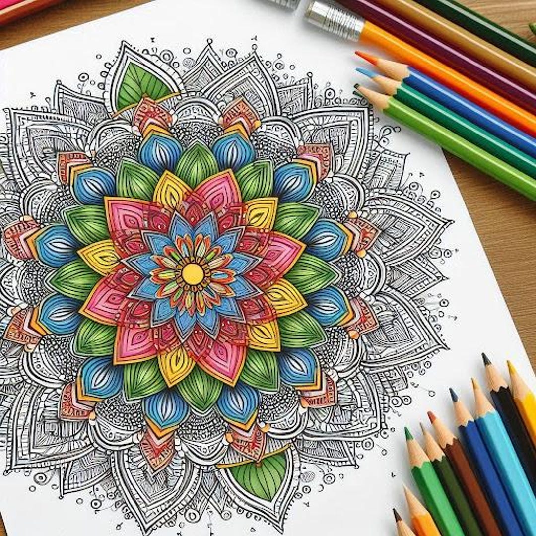 Happy Mandalas: Coloring Pages for Kids Digital Download,printable ...