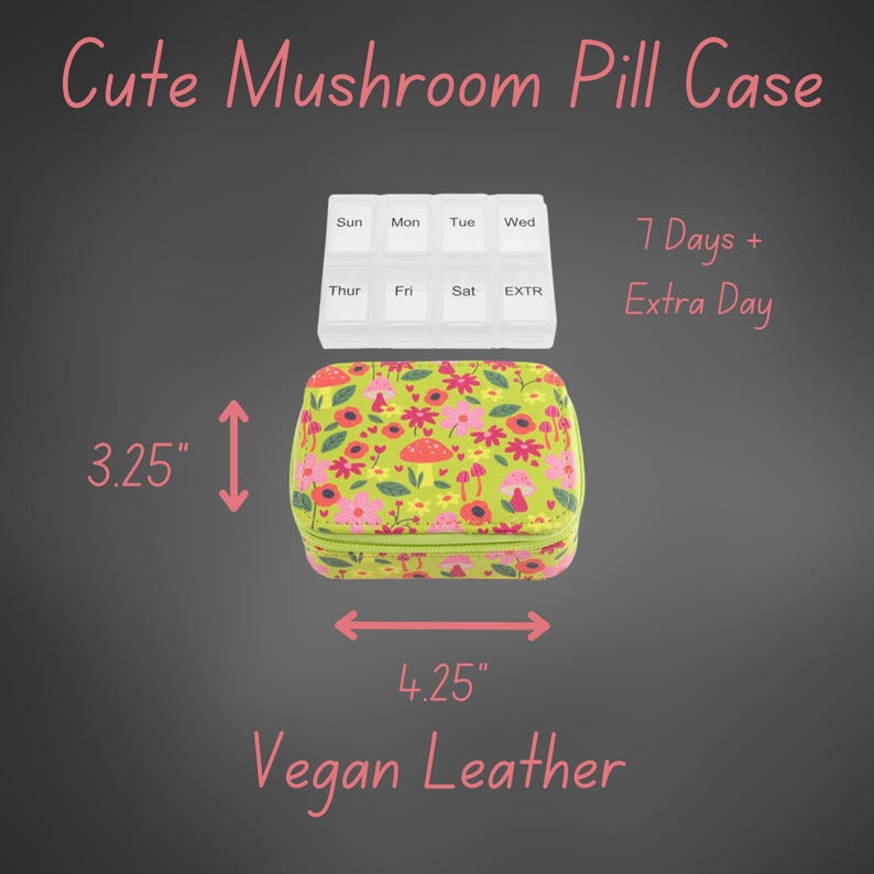 Cute Pill Box, Mushroom Design, Small Pill Box With Travel Case ...