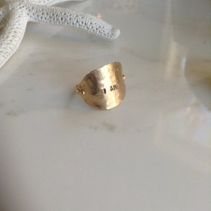 Hammered Hand Stamped Oval Ring i Am Inspiring Quote, Also in Sterling ...
