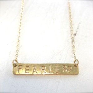 FEARLESS Necklace - Long Gold Horizontal Bar - Etsy