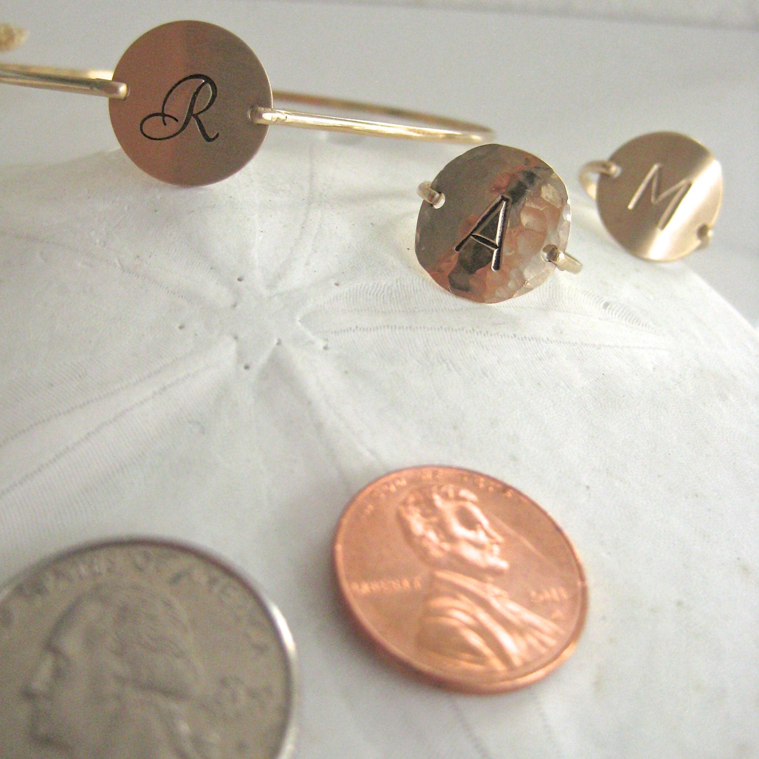 Gold Initial Ring - Hand Stamped & Personalized -also in Sterling ...