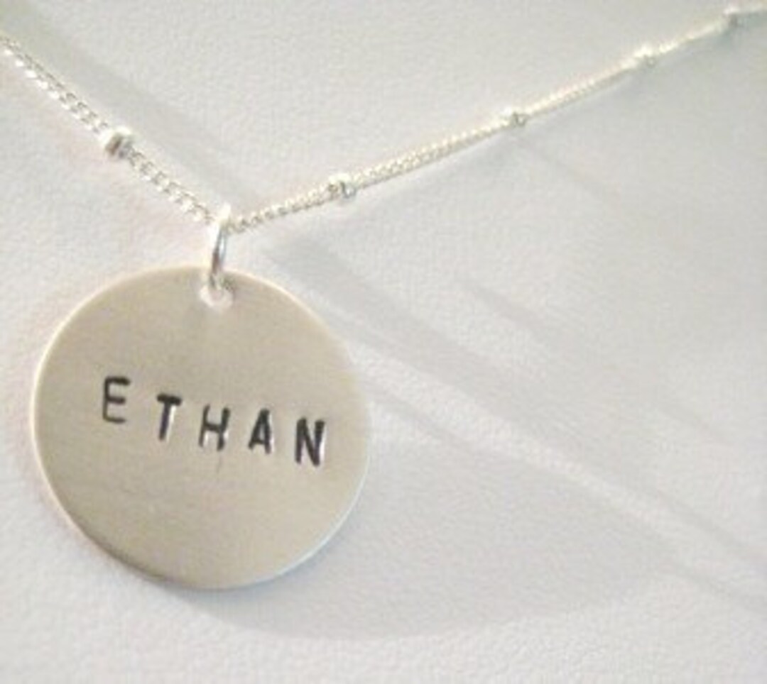 Personalized Silver Charm Necklace - "one" - Etsy