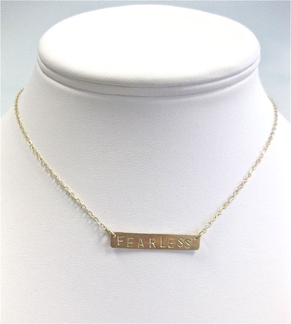 FEARLESS Necklace - Long Gold Horizontal Bar - Etsy