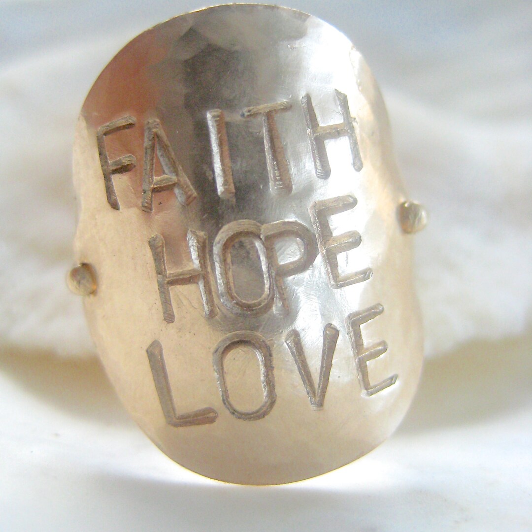 Faith Hope Love Ring - Stamped on Gold - Etsy