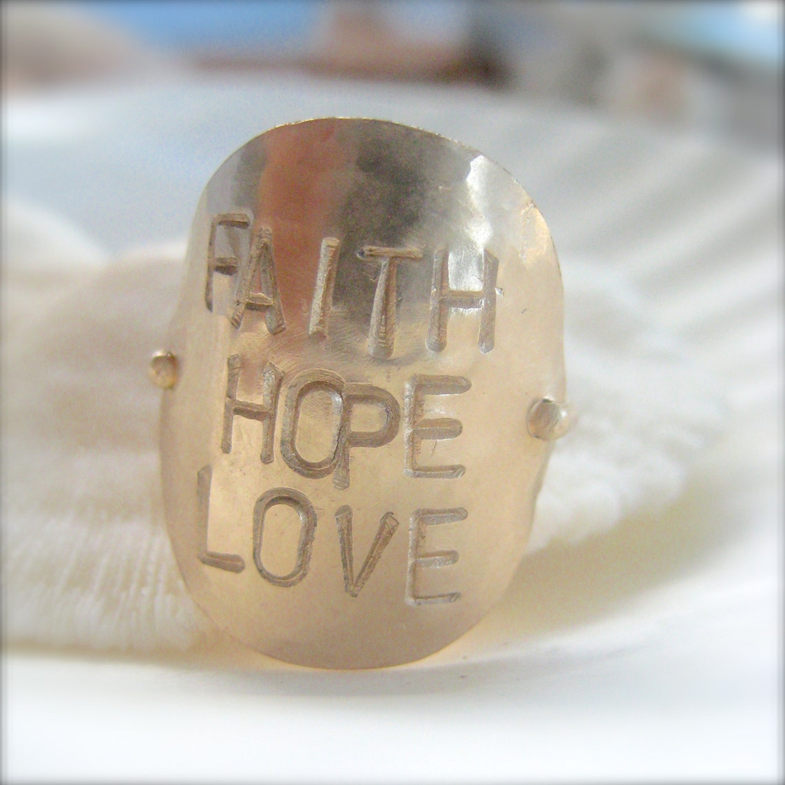 Faith Hope Love Ring Stamped on Gold - Etsy