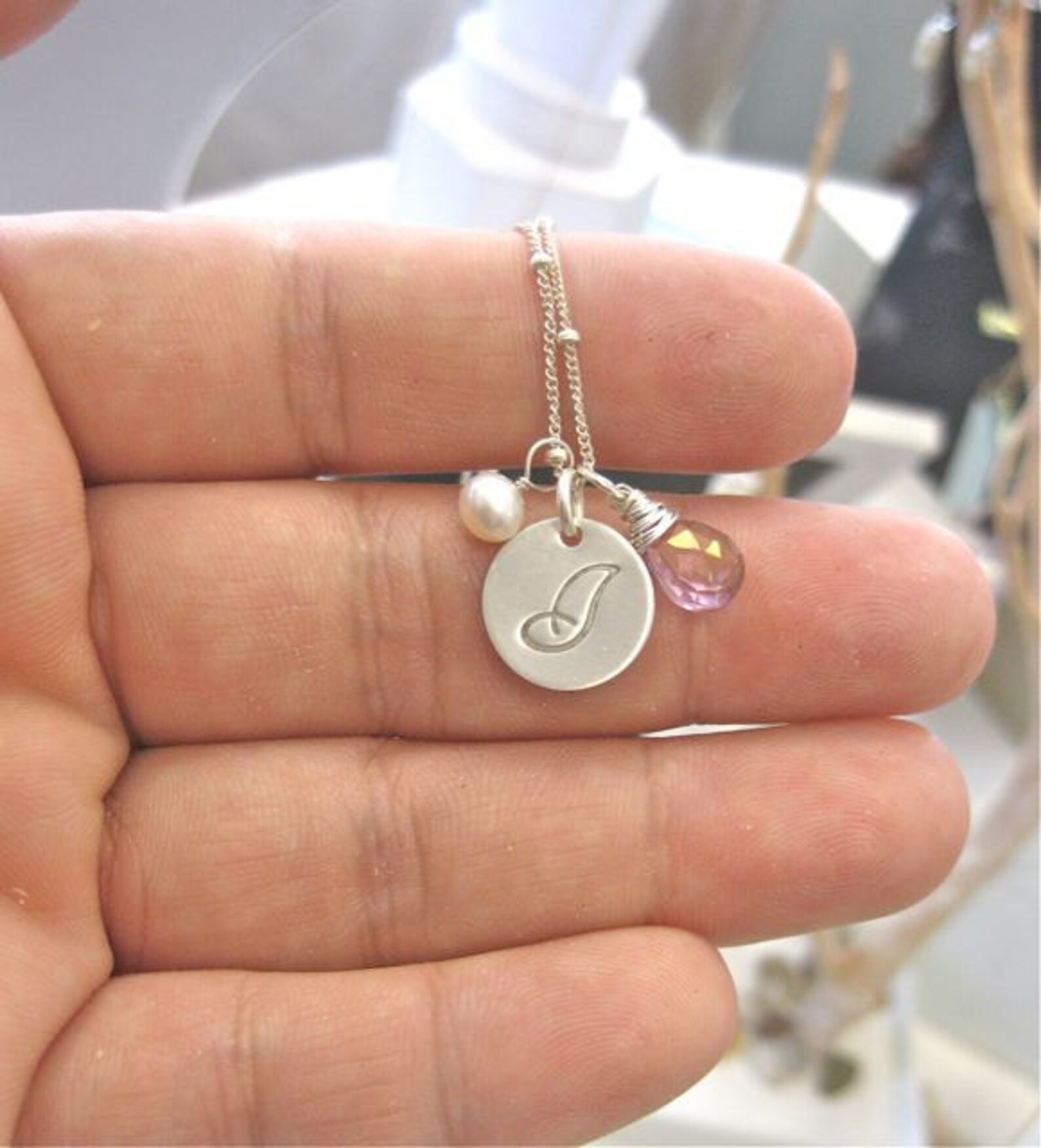 Silver Script Initial Necklace initially Yours - Etsy