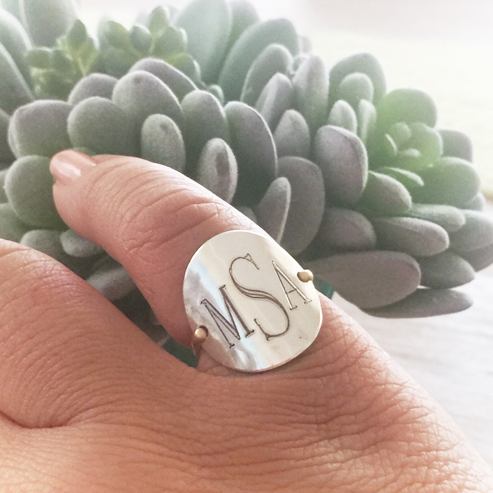 Personalized Monogram Ring Custom engraved on Sterling and | Etsy