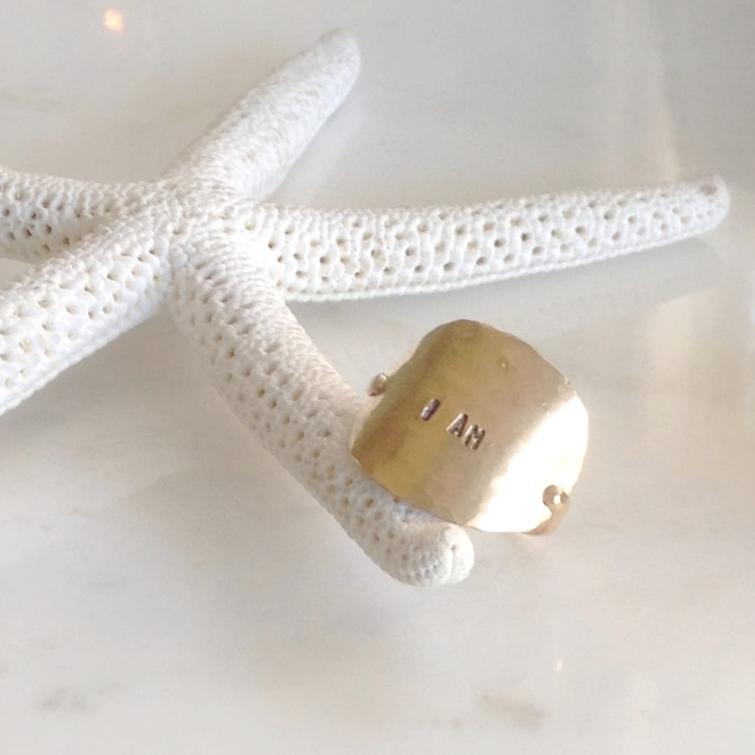 Hammered Hand Stamped Oval Ring i Am Inspiring Quote, Also in Sterling ...