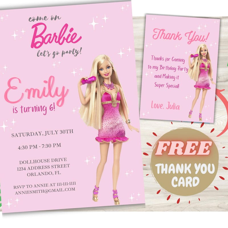 Barbie Invitation - Etsy