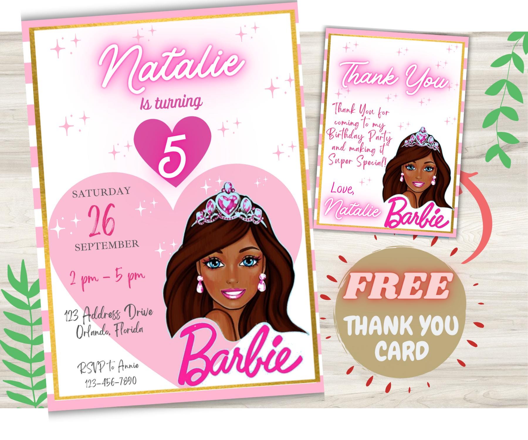 Editable Barbie Birthday Invitation Template, Pink Doll Birthday Barbi ...