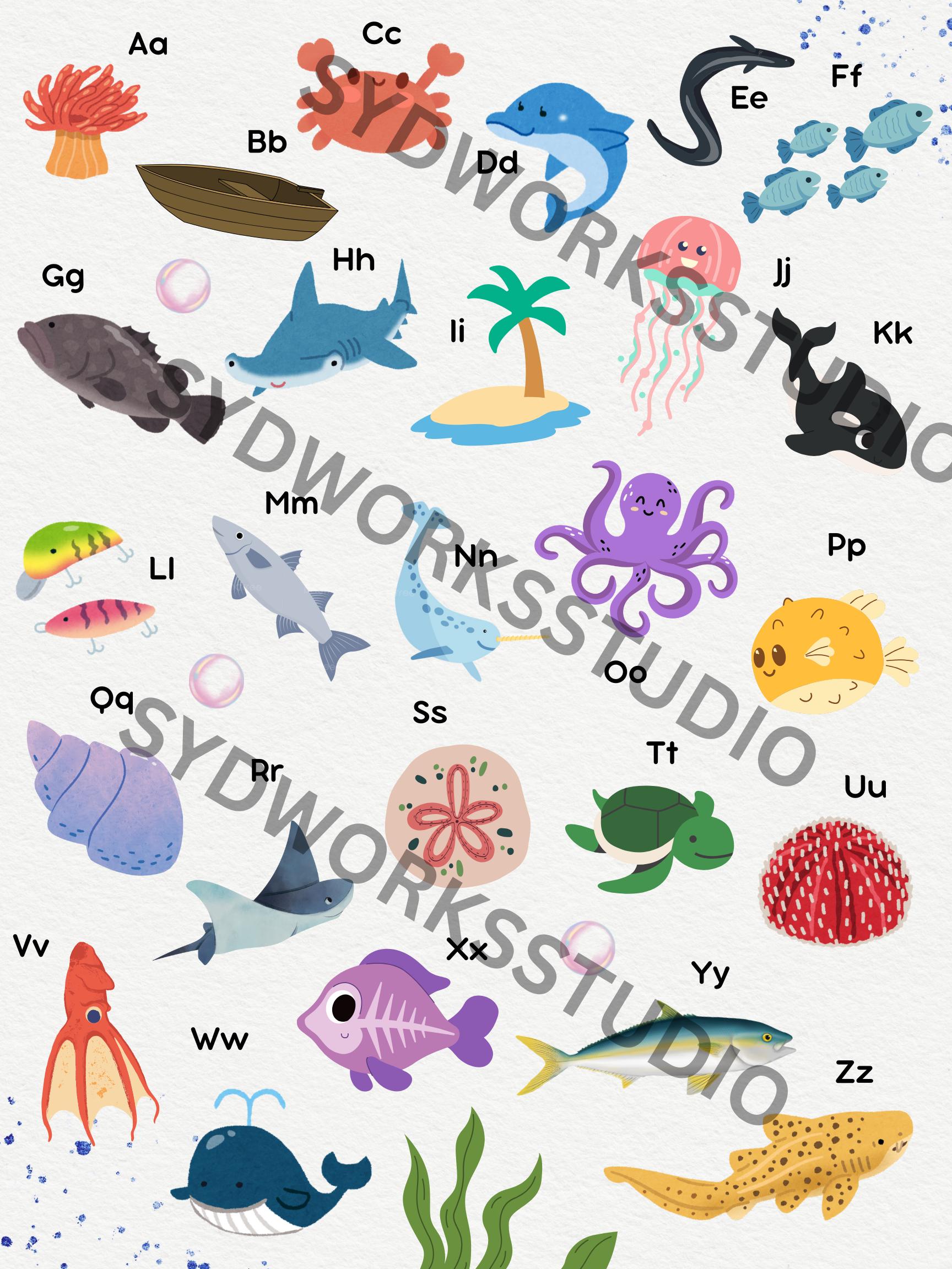 Ocean Alphabet Poster Printable - Etsy