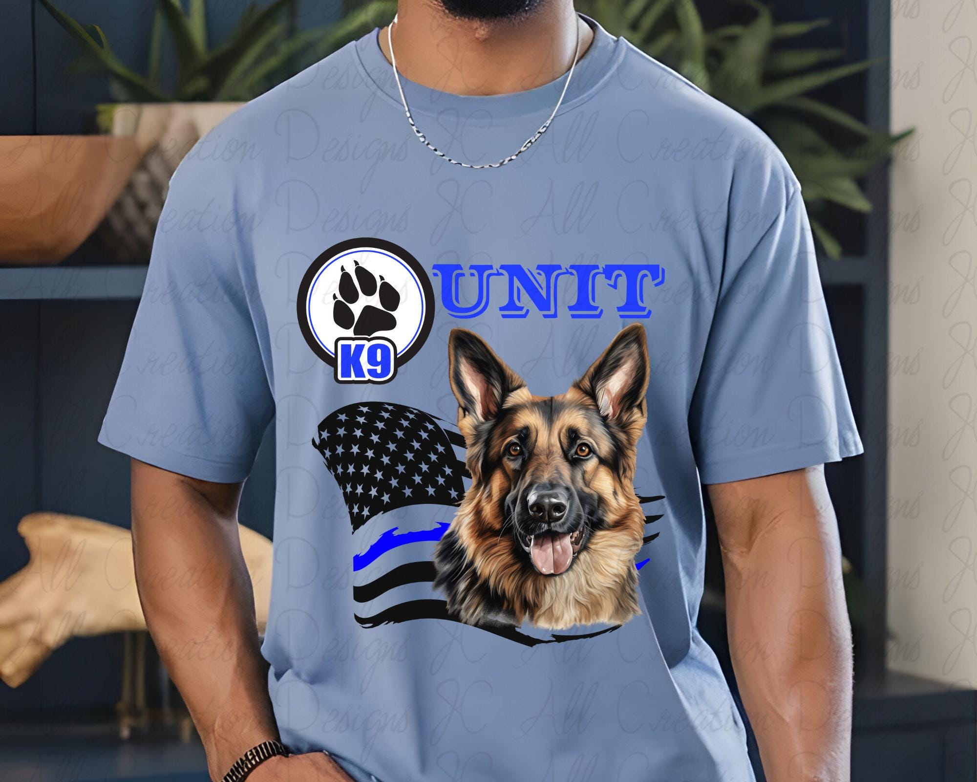 GSD K9 PNG Image Sublimation Graphic Shirt Design Back the Blue Thin ...