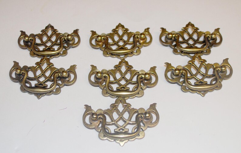 7 Brass Chippendale Cabinet Drawer Pulls KBC Company N1935 Keeler Brass ...