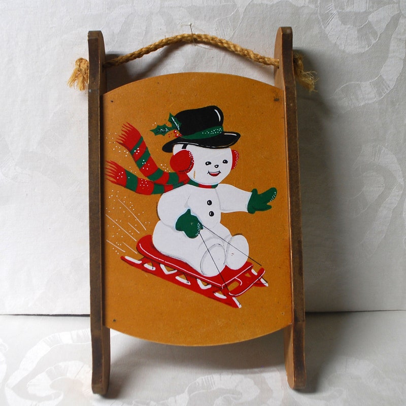 Snowman Wooden Sled - Etsy