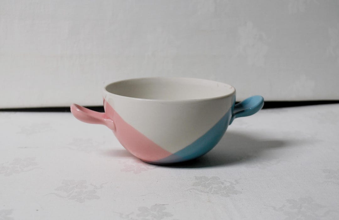 Rare Hall TRI TONE Thumb Hold Handle Bowl Eva Zeise Design Color Block ...
