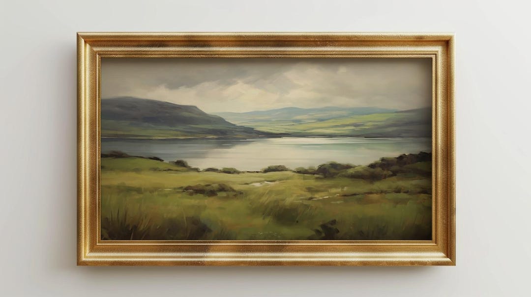 Irish Landscape Painting, Lake and Mountain Range Art, Irish Lake Art ...