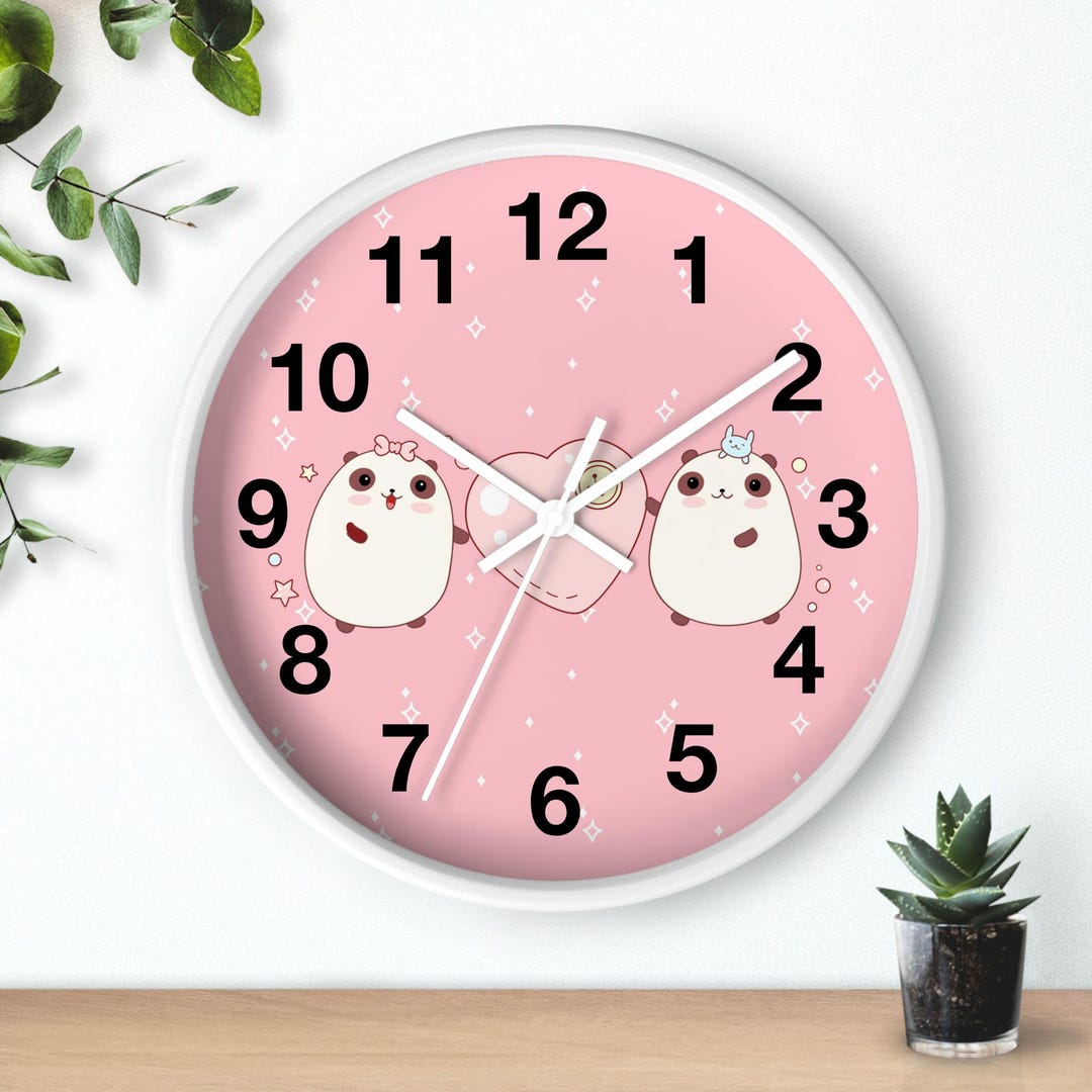Kawaii Bears Wall Clock - Cute Animal Design, Nursery Decor, Kids Room ...