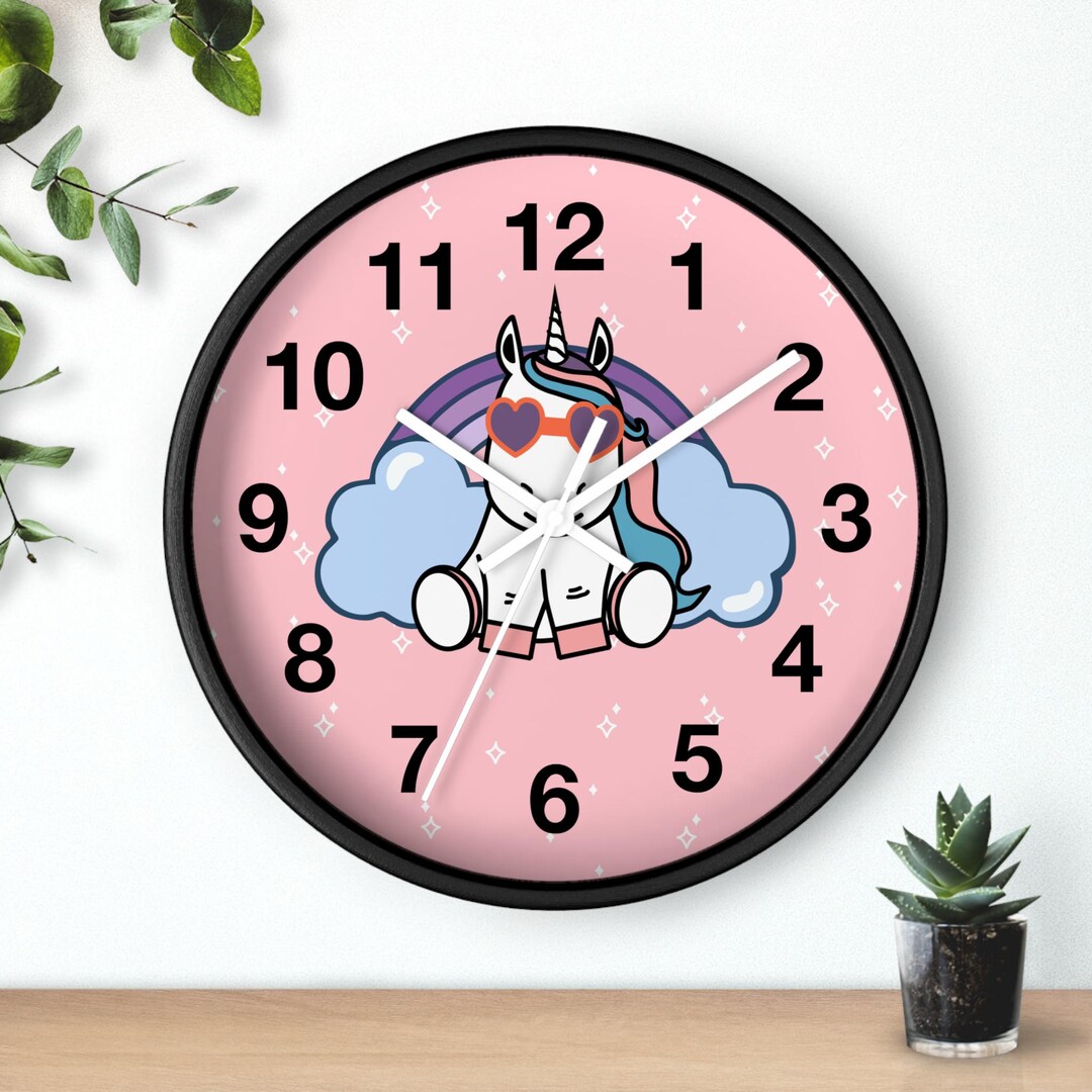 Unicorn Rainbow Wall Clock: Magical Kids Room Decor - Etsy