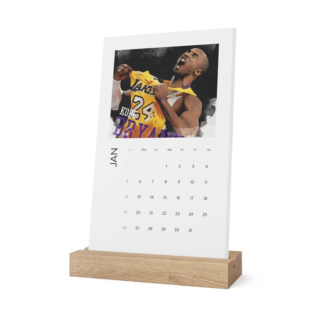 Basketball Legend Players Vertical Desk Calendar 2025, Sports Themed ...