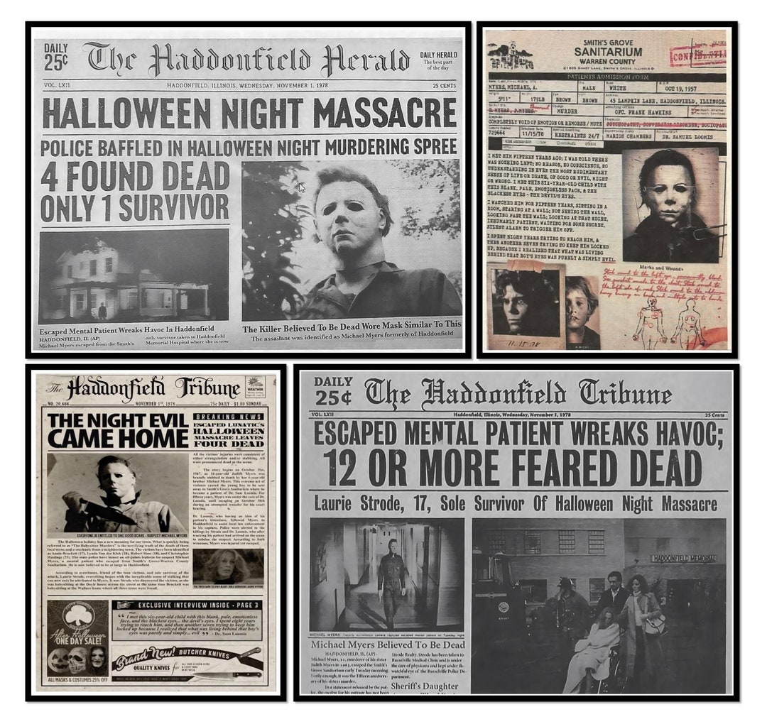 Halloween Haddonfield Herald Newspaper Night Massacre Michael Myers Set ...