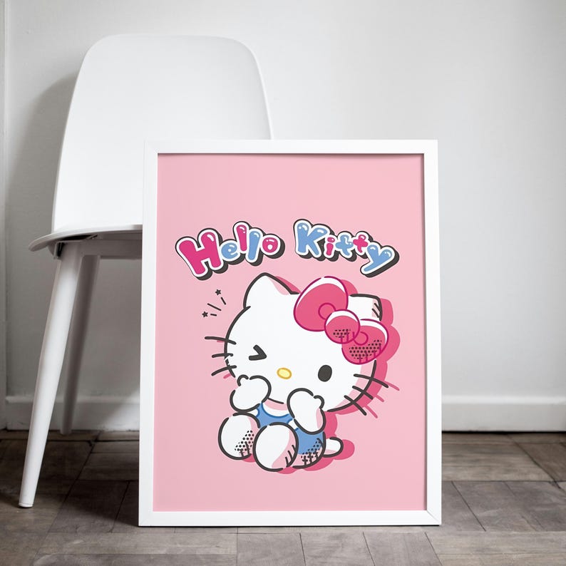Kawaii Kitty Posters Hello for Girls Bedroom Wall Decor Set of 11 Pinky ...
