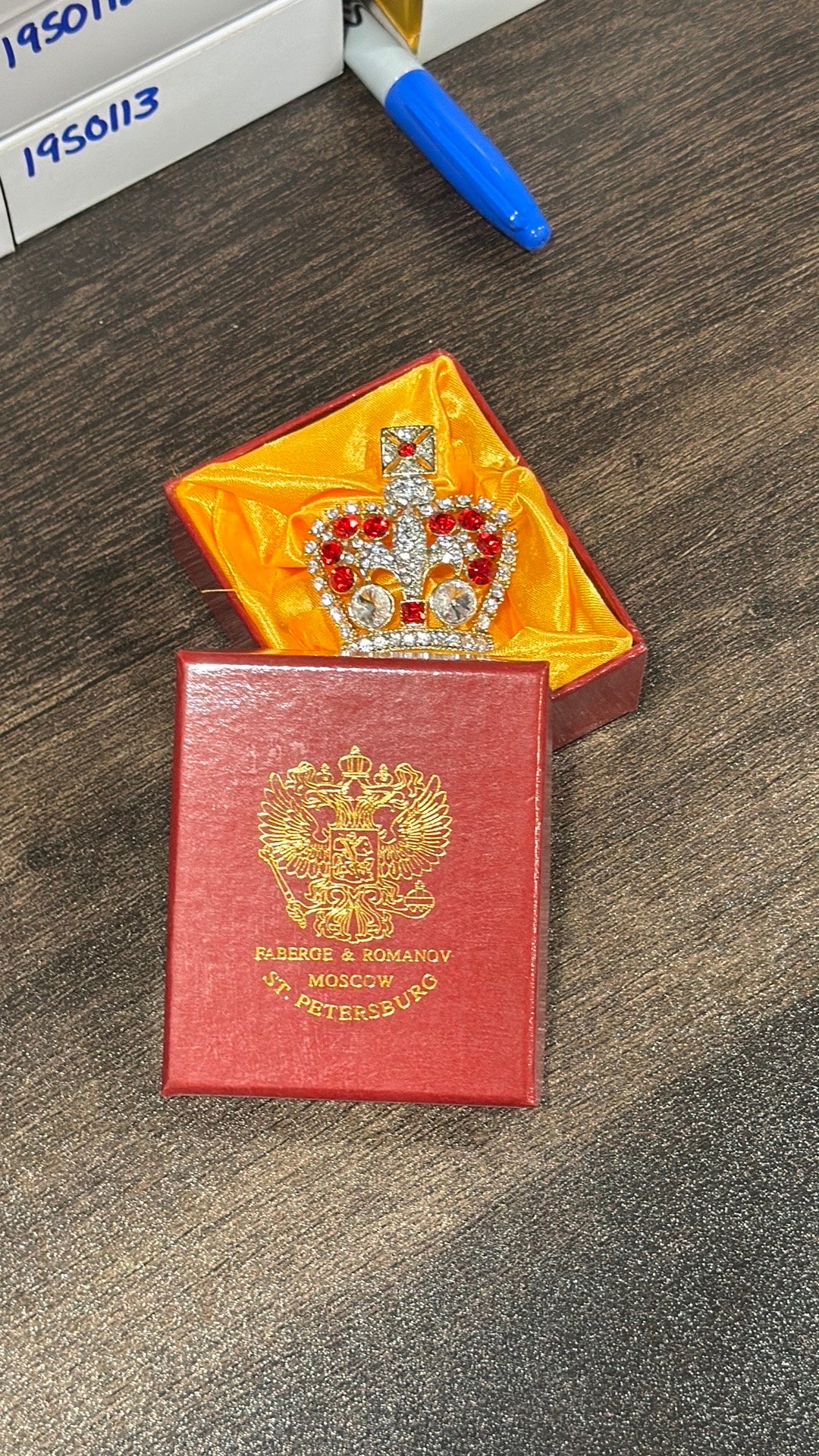 Faberge & Romanov Imperial State Crown Brooch red - Etsy