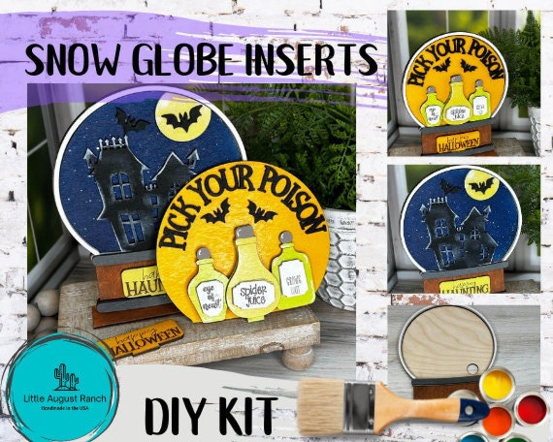 Halloween Insert for Snow Globe DIY Interchangeable Decor Inserts Wood ...