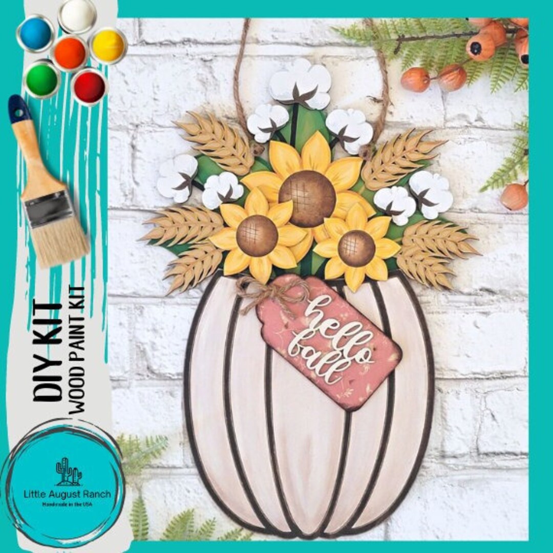 Pumpkin Floral Door/wall Hanger DIY Fall Kit Paint It Yourself Fall Kit ...