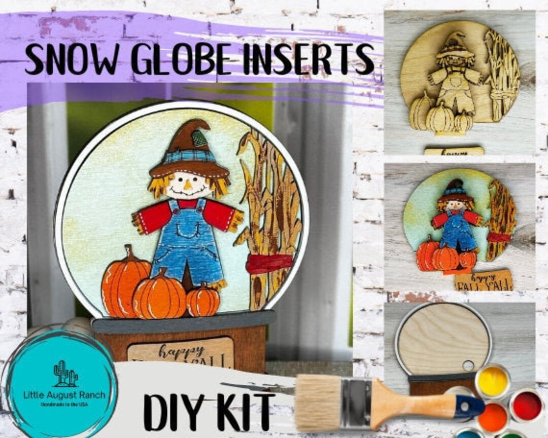Scarecrow Insert for Snow Globe DIY Interchangeable Decor Inserts Wood ...