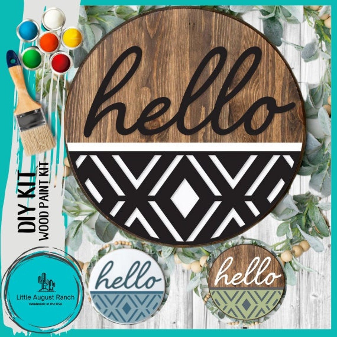 Geometric Diamond Hello Door Hanger DIY Kit Paint Kit Wall Hanging - Etsy