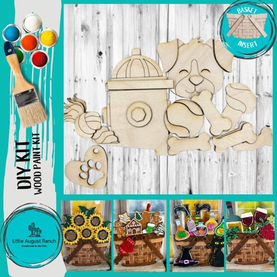 DIY Dog Insert for Interchangeable Basket Decor Wood Blank for Painting ...