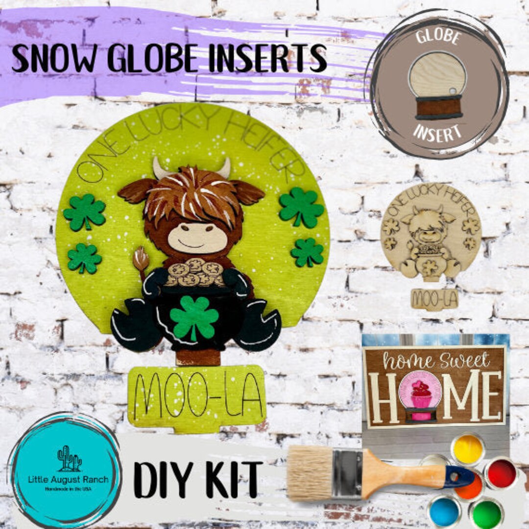 St Patrick Highland Cow Snow Globe Insert: DIY Wood Paint Kit - Etsy