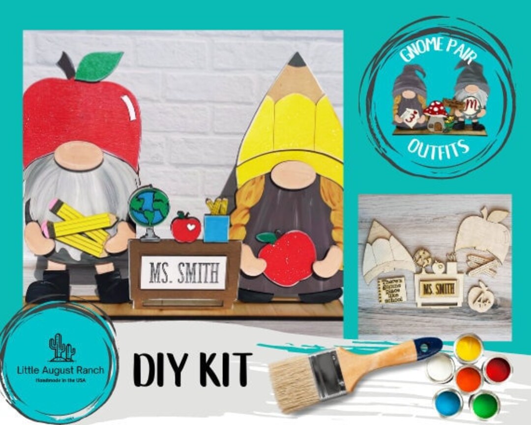 School Freestanding Wood Gnome Outfits Teacher Interchangeable Gnomes ...