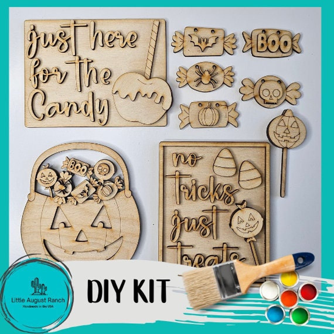 DIY Halloween Candy Tiered Tray Paint Kit Wood Blanks for Painting - Etsy