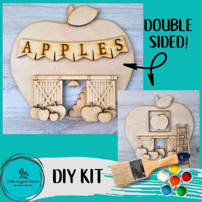 Fall Village Apple Barn Self Standing Double Sided Pieces DIY Wood ...