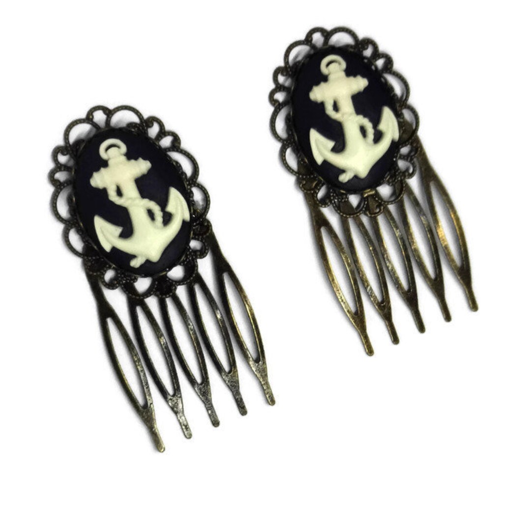 Anchor Combs Nautical Combs Wedding Combs Bridesmaid Gift Navy Wedding ...