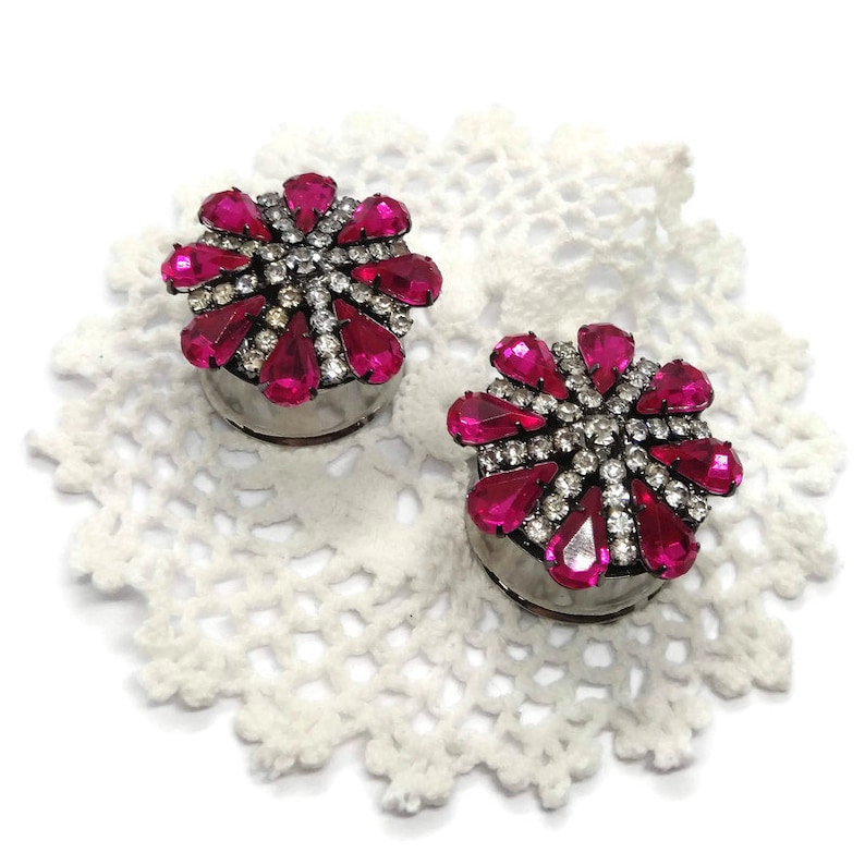 7/8 22mm Pink Rhinestone Plugs-Wedding Plugs-Pretty | Etsy