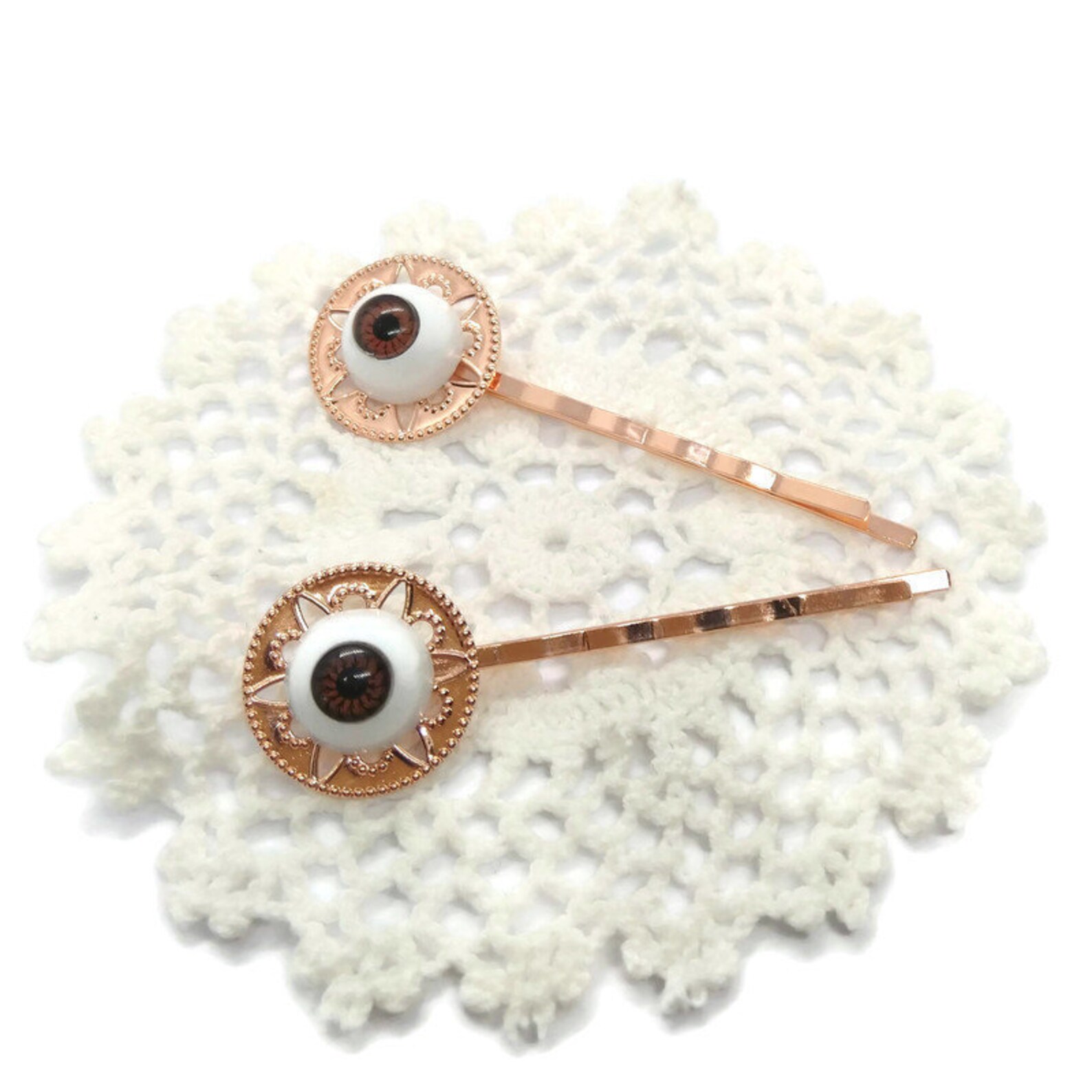 Brown Eye Hair Pins Evil Eye Set of 2 Bobby Pins Goth Gothic - Etsy