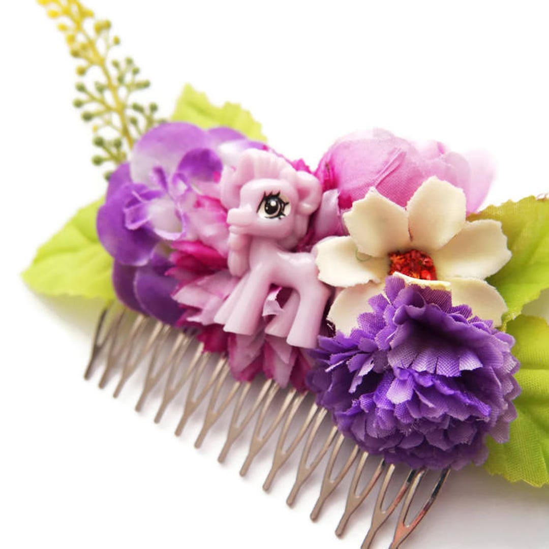 Pretty Purple Pony Floral Hair Comb-mlp Fan-brony Wedding-offbeat Bride ...