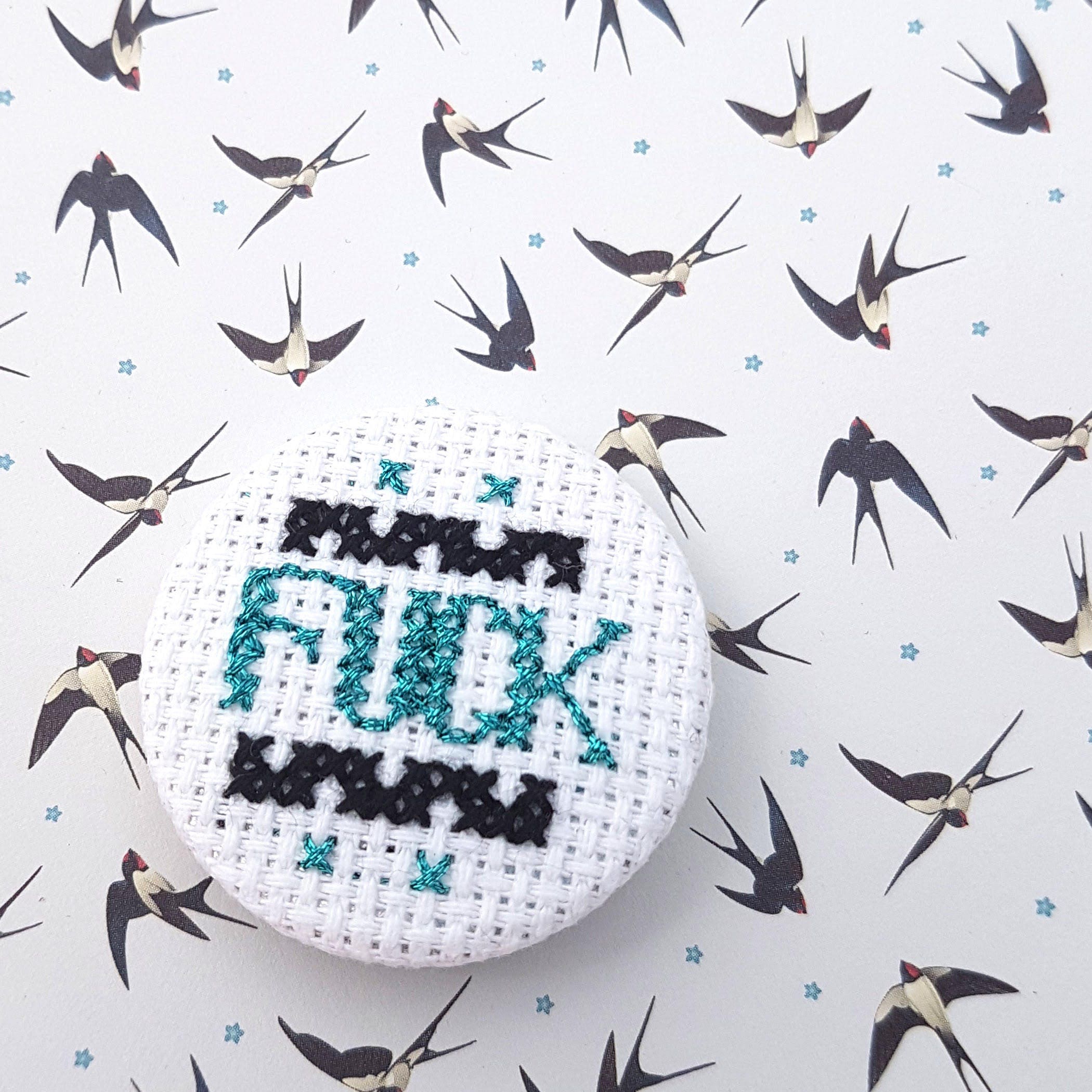 Fuck Pin Badge Cute Pin Lapel Pin Cross Stitch Pin Curse Word Etsy Canada