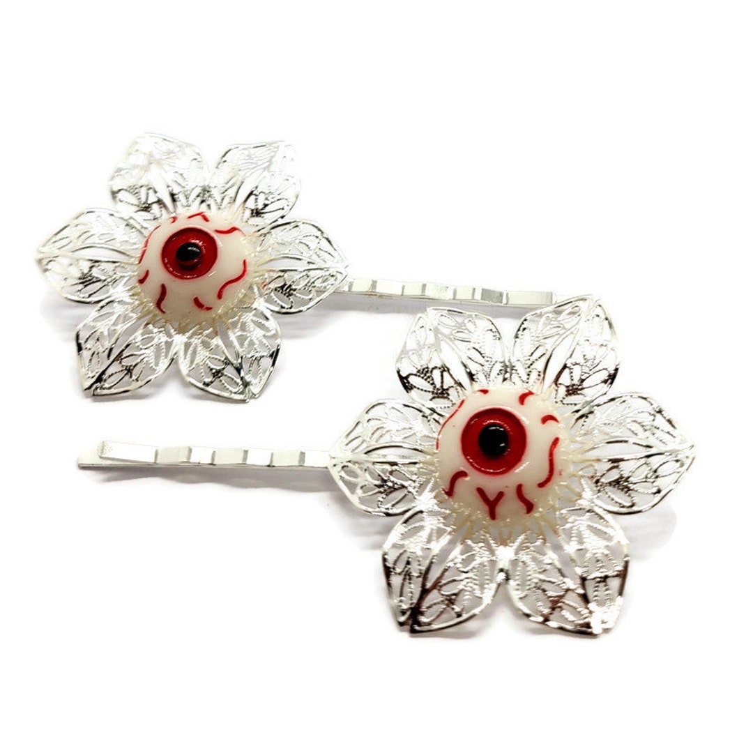 Bloody Eye Hair Pins Set of 2 Bobby Pins Goth Gothic Halloween Jewelry ...