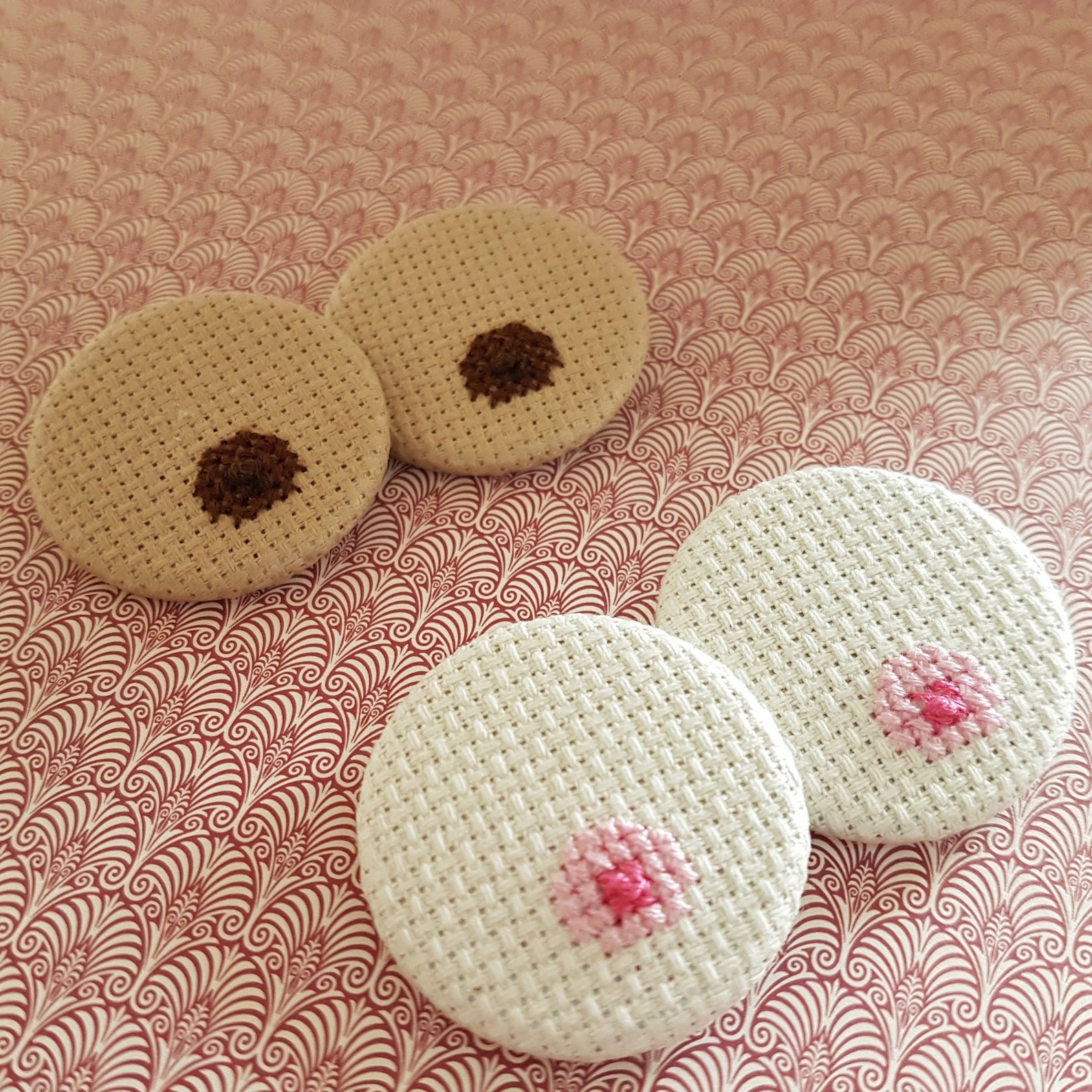 The Breast Pin-cross Stitch Pin Back Badge-handmade - Etsy
