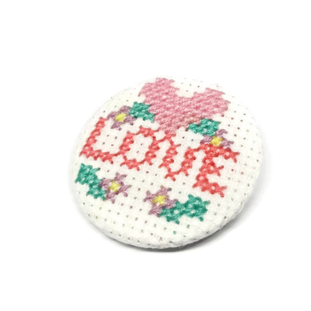 Love Pin-sweetheart Pin-valentines Gift-cross Stitch Pin-pet - Etsy