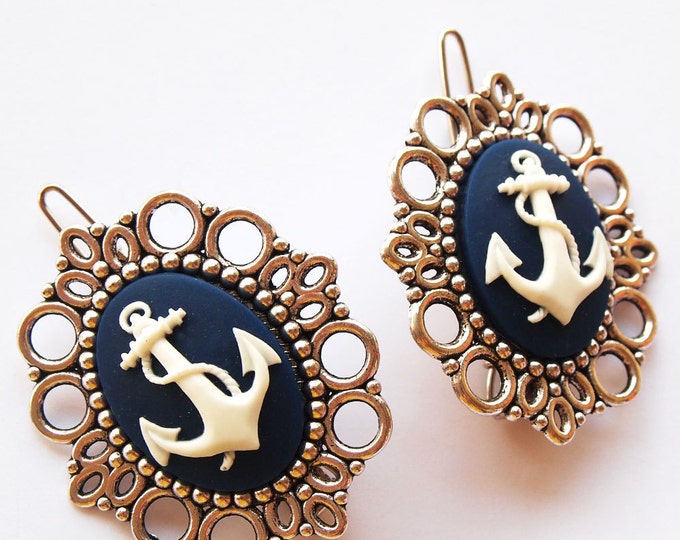 Nautical Anchor Cameo Hair Clips - Etsy
