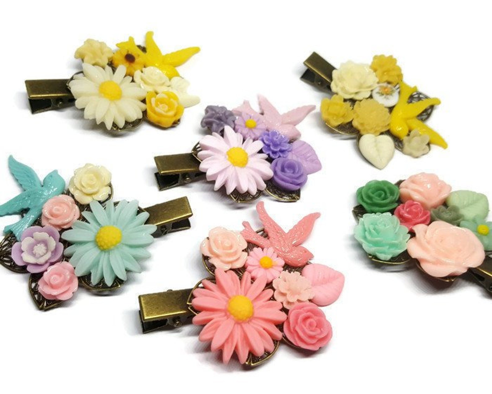 Yellow Bird Clip-daisy Hair Clip-easter Clip-wedding Hair-bird | Etsy